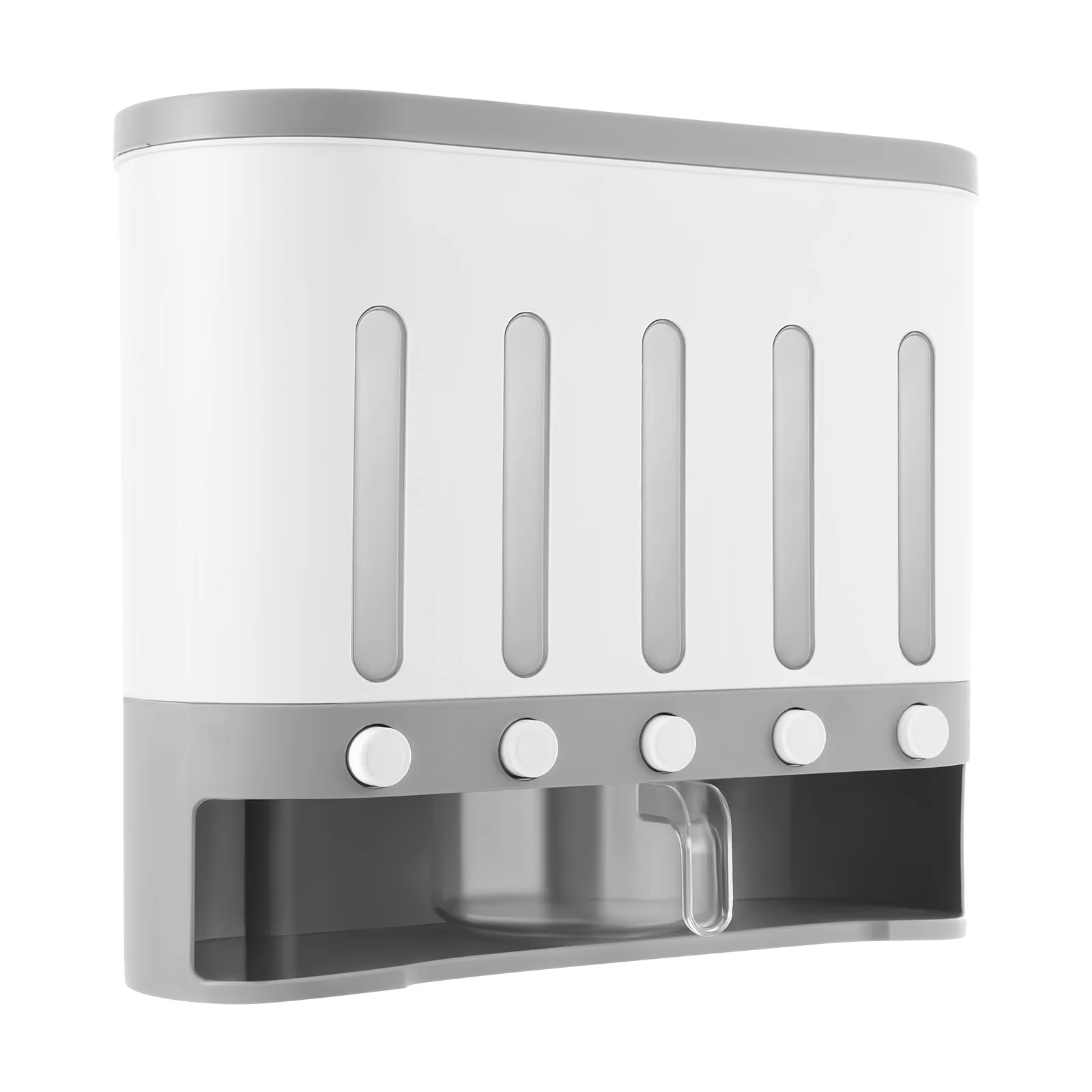Dry Food Dispenser,Wall mounted 5 Grid Cereal Dispenser,Rice dispenser ...