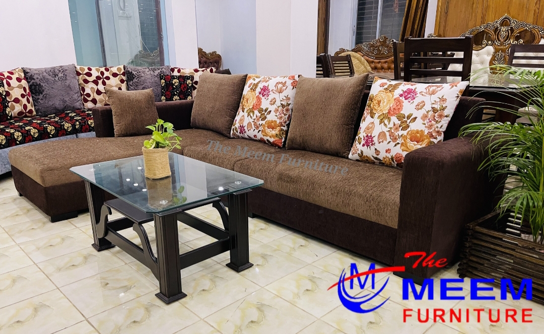 Sofa Set L Shape Brown & Coffee Color - Sale Bangladesh
