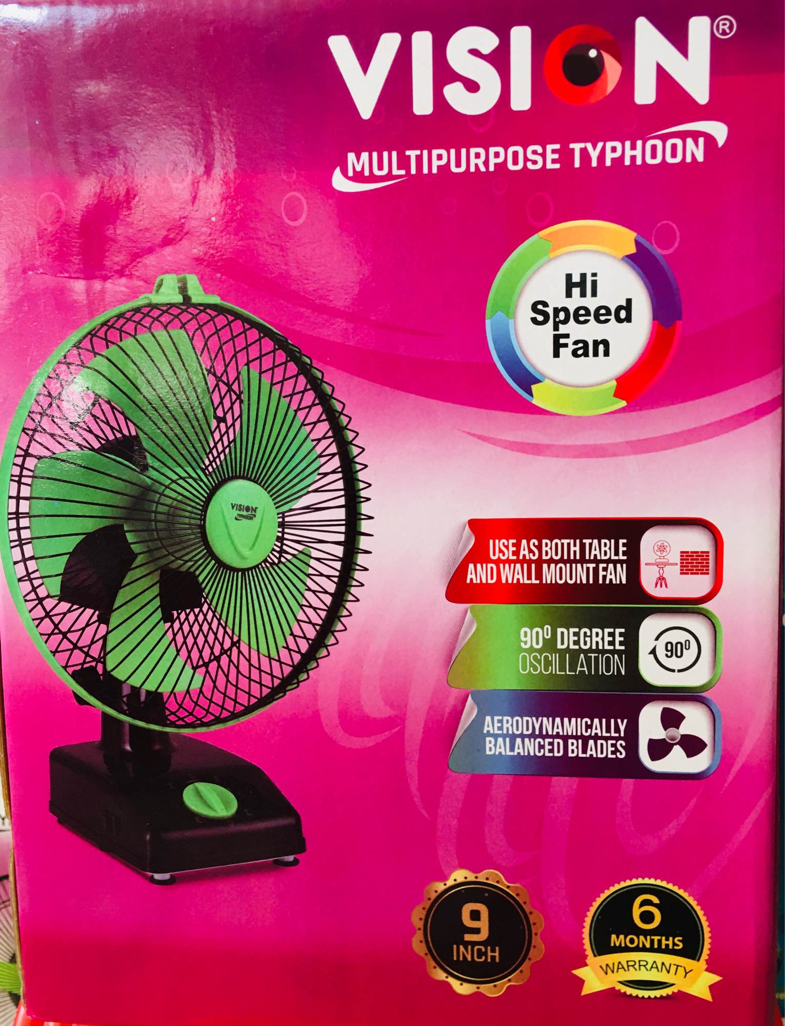 Vision Multipurpose Typhoon 9 inch Moving High Speed Fan - Sale Bangladesh